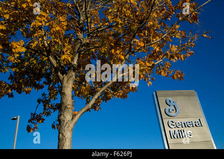 General Mills logo sign at the headquarters in Minneapolis, Minnesota ...