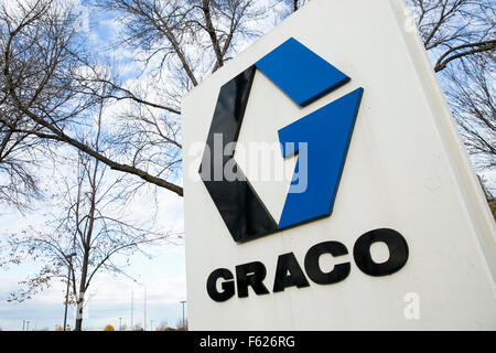 A logo sign outside of the headquarters of Graco, Inc., in Minneapolis ...