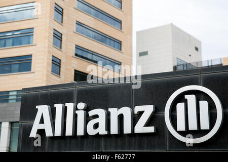 A logo sign outside of the headquarters of the Allianz Life Insurance ...