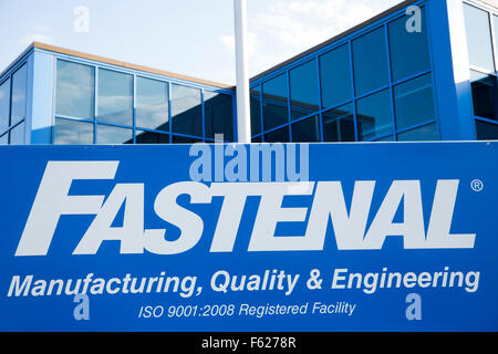 A logo sign outside of the headquarters of the Fastenal Company in ...