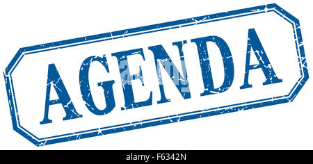 agenda blue square vintage grunge isolated sign Stock Photo - Alamy