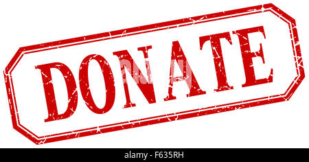 donate red square vintage grunge isolated sign Stock Photo - Alamy