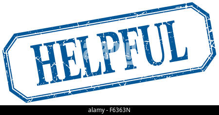 helpful blue square vintage grunge isolated sign Stock Photo - Alamy