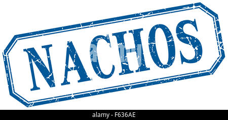 nachos blue square vintage grunge isolated sign Stock Photo - Alamy
