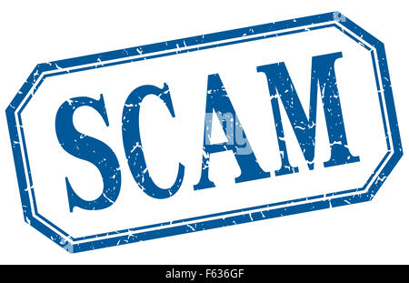 scam blue square vintage grunge isolated sign Stock Photo - Alamy