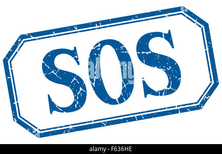 emergency square blue grunge vintage isolated label Stock Photo - Alamy
