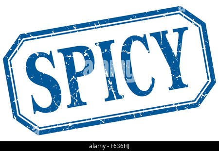 spicy blue square vintage grunge isolated sign Stock Photo - Alamy