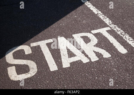 Start Sign on Paved Surface Stock Photo - Alamy