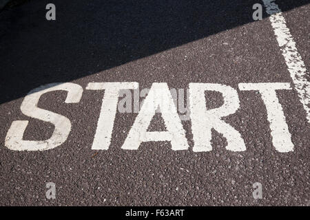 Start Sign on Paved Surface Stock Photo - Alamy