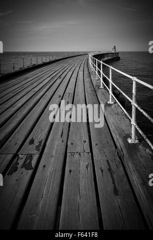 Whitby Pier on a beautiful sunny day, North Yorkshire, UK Stock Photo ...