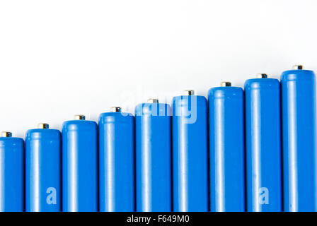 Row of blue batteries Stock Photo - Alamy