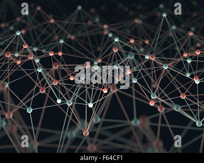 Abstract background with points and interlinked connections in a ...