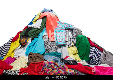 Heap Of Crumpled Clothes Isolated On White Background Stock Photo ...