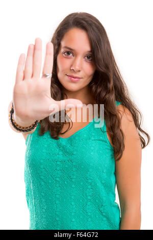 Negative business woman isolated over gray background. Displeased angry ...