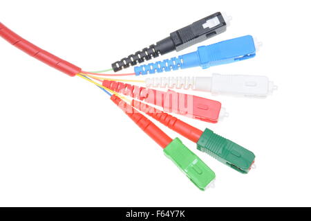 Fiber optic cables type sc isolated on white background Stock Photo - Alamy