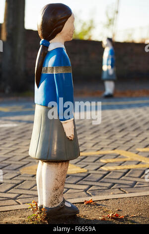 Traffic control safety bollards shaped like school children, Nottingham ...
