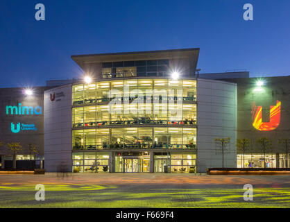 Teesside University library at dusk. Middlesbrough, north east England ...