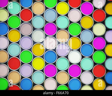 Colorful paint cans set Stock Photo - Alamy
