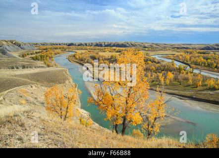 fall colors along the marias river valley near loma, montana Stock ...