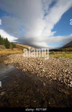 Glen Lochy, Scotland. Picturesque autumnal view of the River Lochy in ...