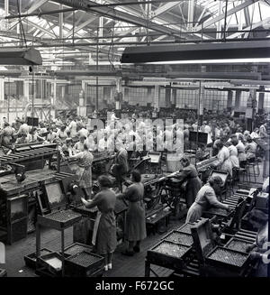 1950s, historical, female workers on the production line at the Ever ...