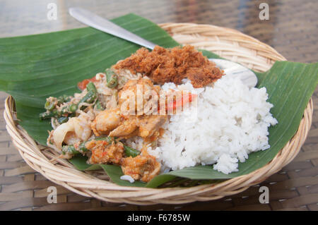 Traditional Balinese cuisine. Vegetable and tofu stir-fry with rice ...