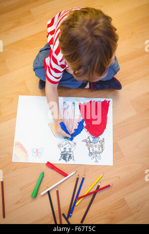 Boy drawing with markers Stock Photo - Alamy