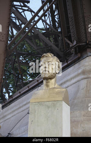 Bust of engineer and architect Gustave Eiffel under his famous tower in Paris France Stock Photo ...