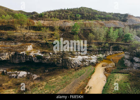 Shanxi Province, China - May, 2013: Chinese poor countryside view in ...