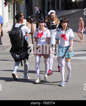 Japanese pop metal band Ladybaby featuring Ladybeard out and about in ...