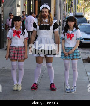 Japanese pop metal band Ladybaby featuring Ladybeard out and about in ...