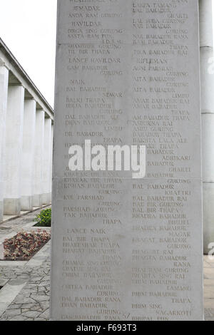 Names of fallen members of the British Indian Army on the Rangoon ...