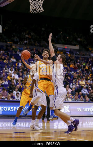 McNeese State guard Tevin Jackson (21) shoots against LSU center Darcy ...