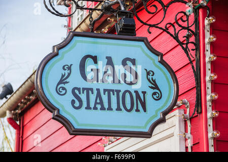 Street Sign the Direction Way to Gas Station Stock Photo - Alamy
