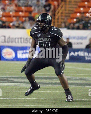 November 14, 2015 - Hawaii Rainbow Warriors wide receiver Makoa Camanse ...