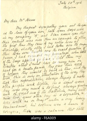 First page of a condolence letter from Captain R. McNamara, Chaplain ...