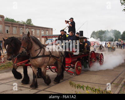 The 1910 Stoomspuit Gorkum, a vintage steam-powered fire engine ...