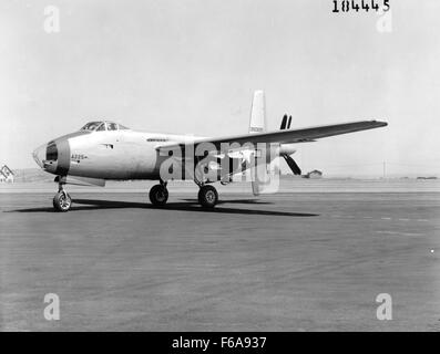 The XB-42, an experimental aircraft, shown in a front-quarter view ...