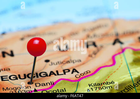 Danli pinned on a map of Honduras Stock Photo - Alamy
