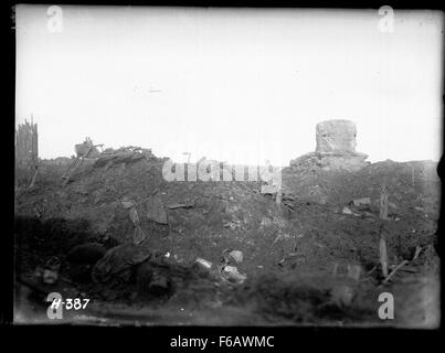 A destroyed German machine gun and observation post, World War I ...
