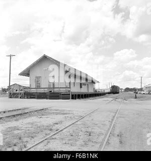 A historic photograph of the Texas and Pacific Railway Station in El ...