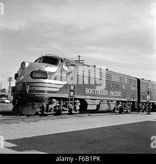 This photograph captures a Southern Pacific locomotive scrap line in ...