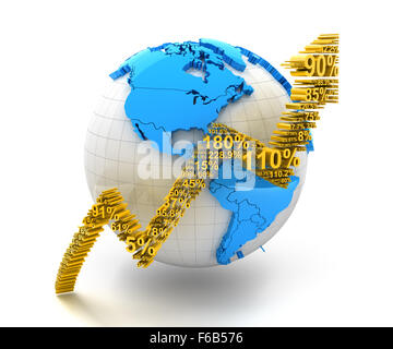 International finance world map with financial pie chart Stock Photo ...