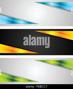 Abstract black tech banners with bright metallic stripes. Vector design ...