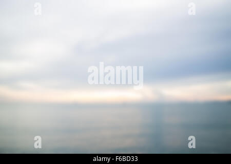 Abstract defocused sea view with clear blur sky, view from high floor ...