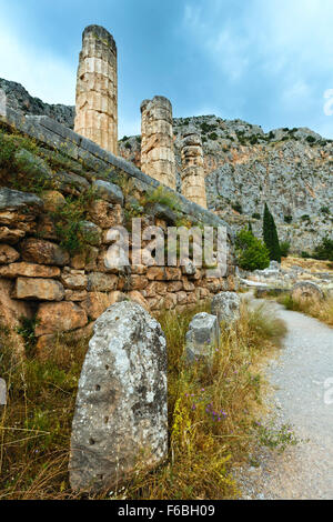 Excavations of the ancient Delphi city along the slope of Mount ...