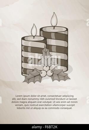 Beautiful holly xmas frame with holly leaves ,and decorative colorful ...