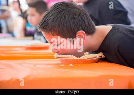Arvada, Colorado - A pie eating contest at the Festival of Scarecrows ...