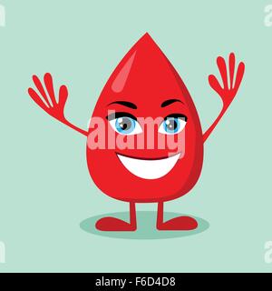 Blood Drop Cartoon Character Happy Smile Stock Vector Image & Art - Alamy