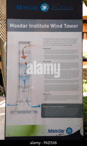 Wind Tower at Masdar City- The Zero Carbon City, Abu Dhabi Stock Photo ...
